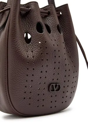 Valentino Garavani Perforated Grained Leather Bucket Bag