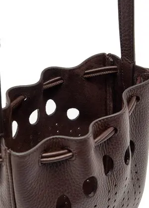 Valentino Garavani Perforated Grained Leather Bucket Bag
