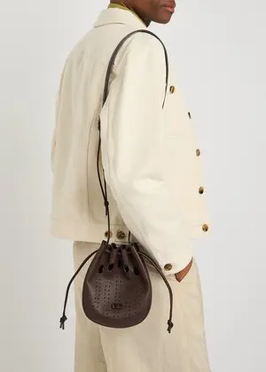Valentino Garavani Perforated Grained Leather Bucket Bag