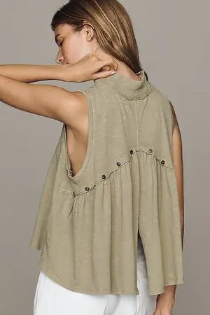 PILCRO Button Back Shell Tank Top