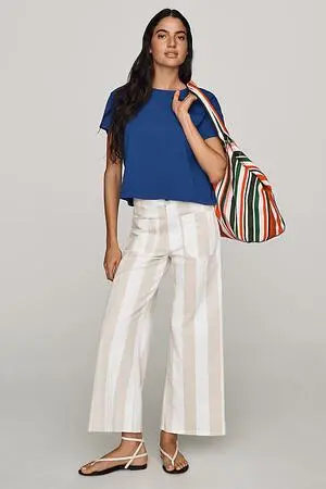 ASKK NY High-rise Wide-leg Pants - Sand Stripe