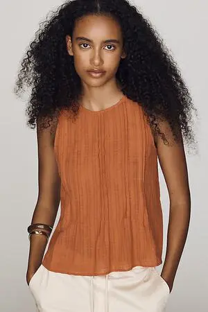 PILCRO Cotton Pintuck Tank Top - Rust