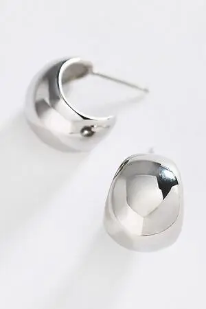 Anthropologie Dome Water-resistant Huggie Earrgs - Silver