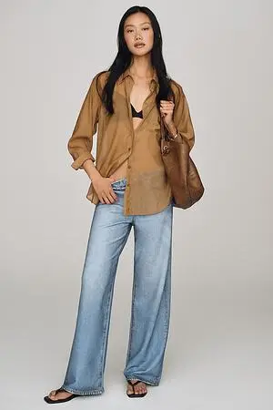Ag Adria Mid-rise Wide-leg Sweatpant Jeans - Local