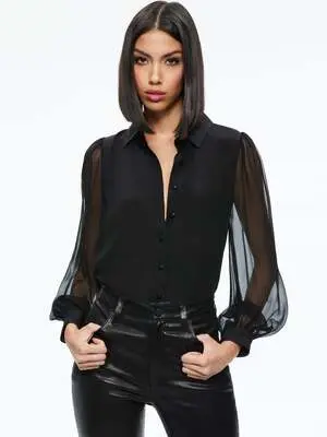 Alice + Olivia Roanne Button Down - Black