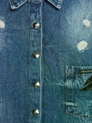 Loro Piana Distressed Aloha Print Denim Jacket