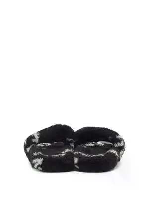 Balenciaga Intarsia Logo Shearling Slides