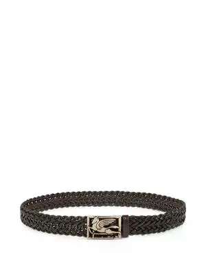 Etro Woven Leather Belt With Pegaso Buckle