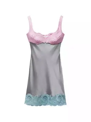 Versace Cady Satin Mini Dress With Lace Trim