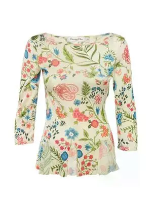 Dior Silk Floral Print Top - Neutrals
