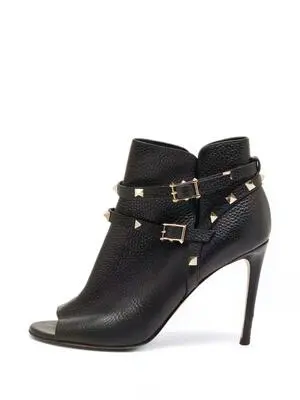 Valentino Garavani Rockstud Open-toe Ankle Boots - Black