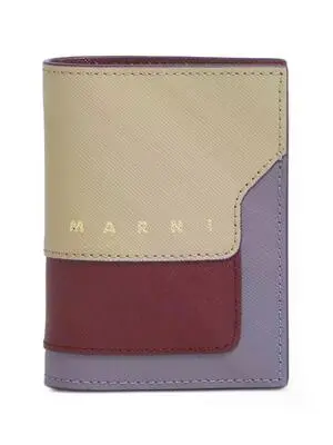 Marni Taupe, Ruby And Purple Saffiano-leather Bifold Wallet - Red