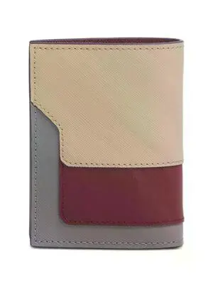 Marni Taupe, Ruby And Purple Saffiano-leather Bifold Wallet - Red