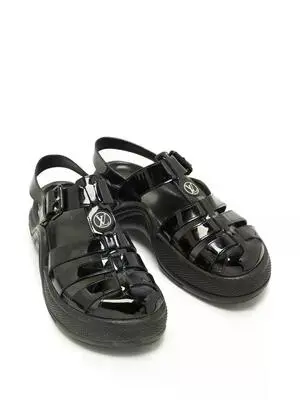 LOUIS VUITTON Patent Leather Caged Sandals