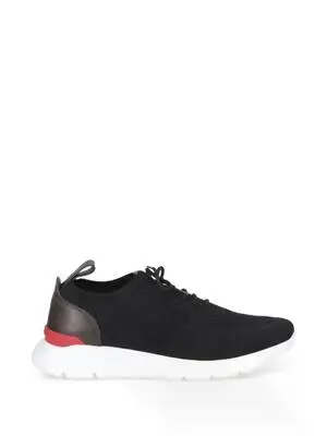 Isaia Leather Sneakers With Knit Panels