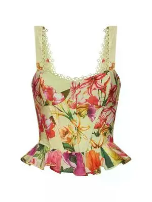 Charo Ruiz Ibiza Floral Print Ruffled Top - Neutrals