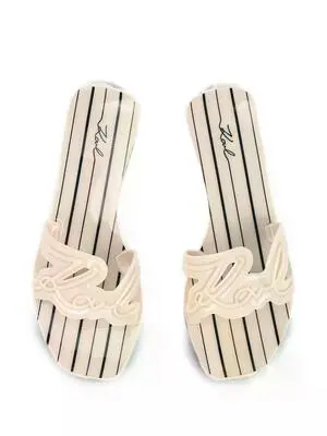 Karl Lagerfeld Striped Logo-cutout Slides