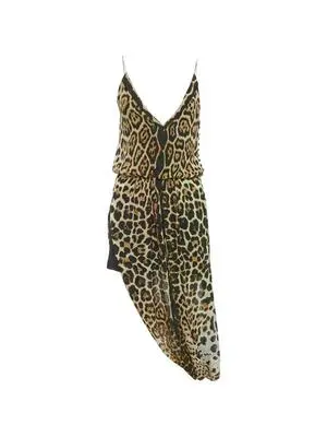 Saint Laurent Animal-print Silk Mini Dress - Neutrals