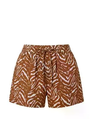 NICHOLAS Adelaide Animal Print Linen-blend Shorts
