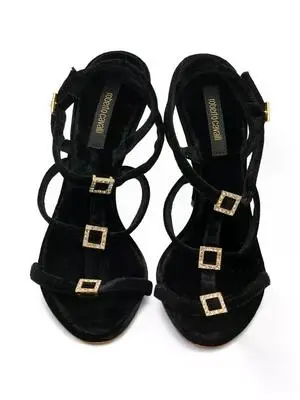 Roberto Cavalli Crystal-embellished Velvet Sandals