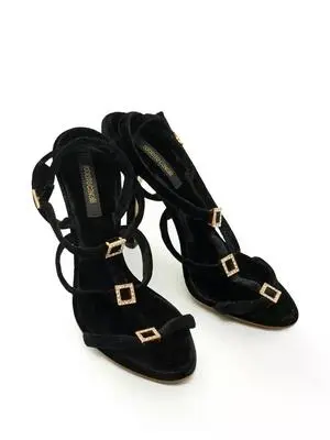 Roberto Cavalli Crystal-embellished Velvet Sandals