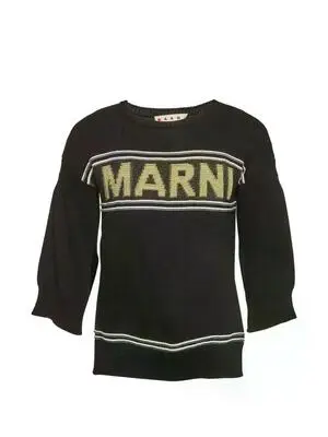 Marni Logo Intarsia Knit Sweater - Black