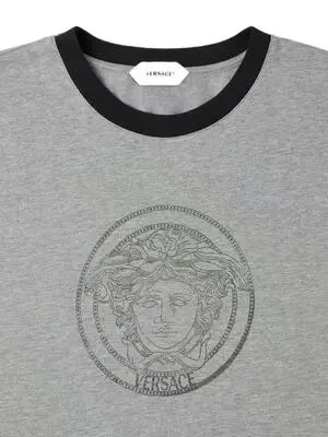 Versace Medusa & Logo Print Cotton T-shirt - Grey