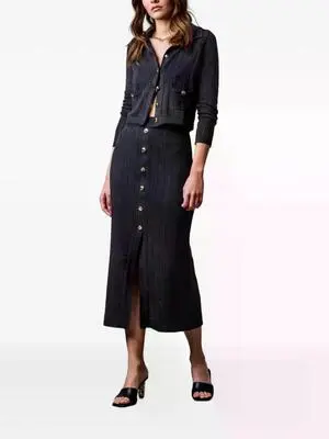 HEVRON Mia Ribbed Knit Skirt - Black