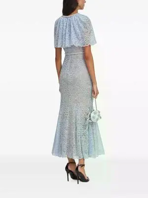 SELF-PORTRAIT Embellished Lace Midi Dress - Blue