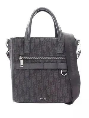 Dior Mini Oblique Canvas Safari North-south Tote Satchel - Black