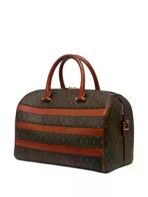 Saint Laurent Monogram Coated Canvas And Leather Boston Bag Satchel