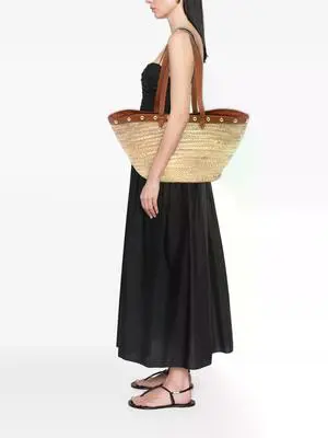 Celine Large Raffia Studded Panier Tote Bag