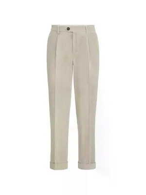 Brunello Cucinelli Garment-dyed Cotton Corduroy Pleated Trousers - Neutrals