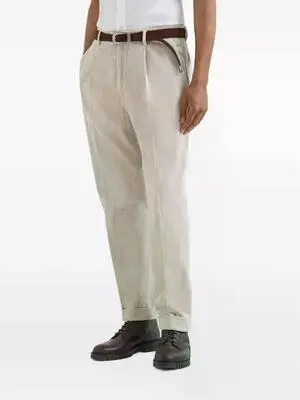 Brunello Cucinelli Garment-dyed Cotton Corduroy Pleated Trousers