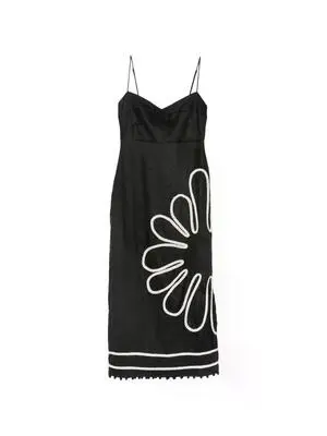 CALA DE LA CRUZ Paloma Braided-trim Midi Dress - Black