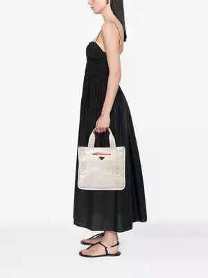 Prada Canapa Misto Linen Shopping Tote Bag