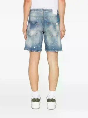 YES LONDON Distressed Paint-splatter Shorts
