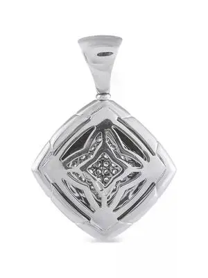 BVLGARI 18k White Gold Diamond Pyramid Pendant - Silver