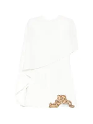 Rachel Gilbert Amari Cape-detail Mini Dress - Neutrals