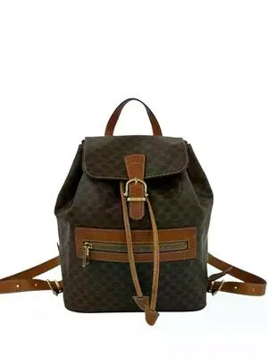 Celine Macadam Coated Canvas Backpack - Brown