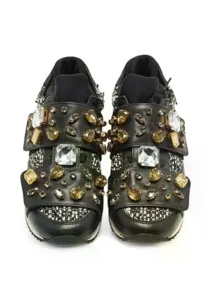 Dolce & Gabbana Space Crystal-embellished Leather Sneakers