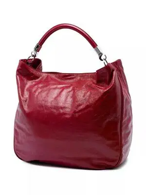 Saint Laurent Crinkled Patent Hobo Handbag - Red