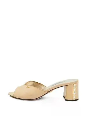 Prada Saffiano Crystal Embellished Sandals - Neutrals
