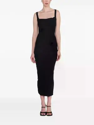 MAYGEL CORONEL Ivy Floral-appliqué Midi Dress - Black