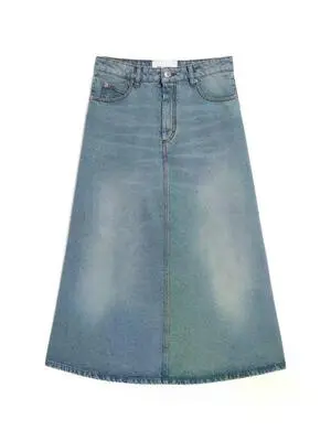 AMI Paris A-line Cotton Skirt - Blue