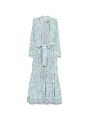 MC2 SAINT BARTH Jensen Floral-print Tiered Maxi Dress - Blue