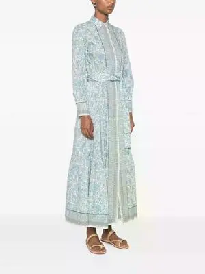 MC2 SAINT BARTH Jensen Floral-print Tiered Maxi Dress - Blue