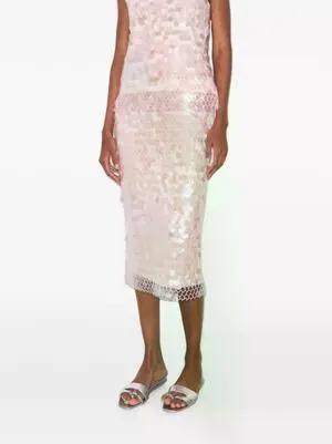 Tory Burch Sequin Mesh Skirt - Pink