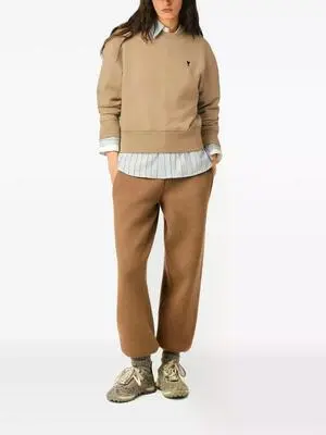 AMI Paris De Coeur Embroidered Cotton Sweatshirt