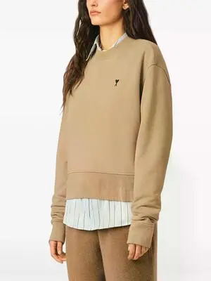 AMI Paris De Coeur Embroidered Cotton Sweatshirt